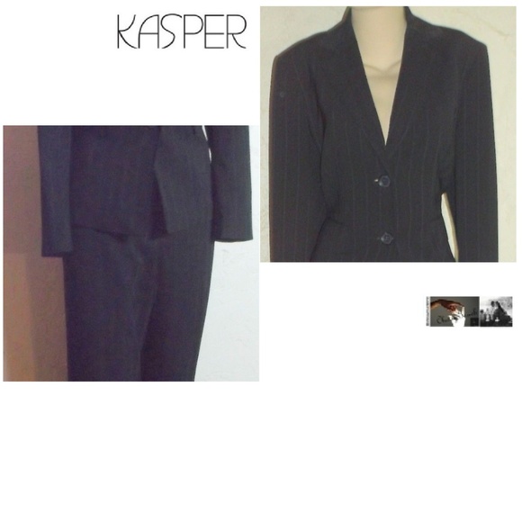 Kasper | Jackets & Coats | Kasper Lined Black Classic Pant Suit Size ...
